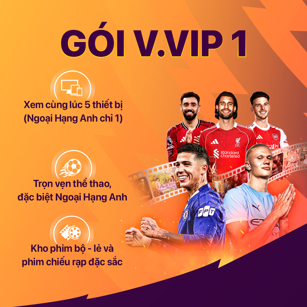 Đăng ký Gói cước V.VIP FPT Play, Xem Ngoại hạng Anh đỉnh cao